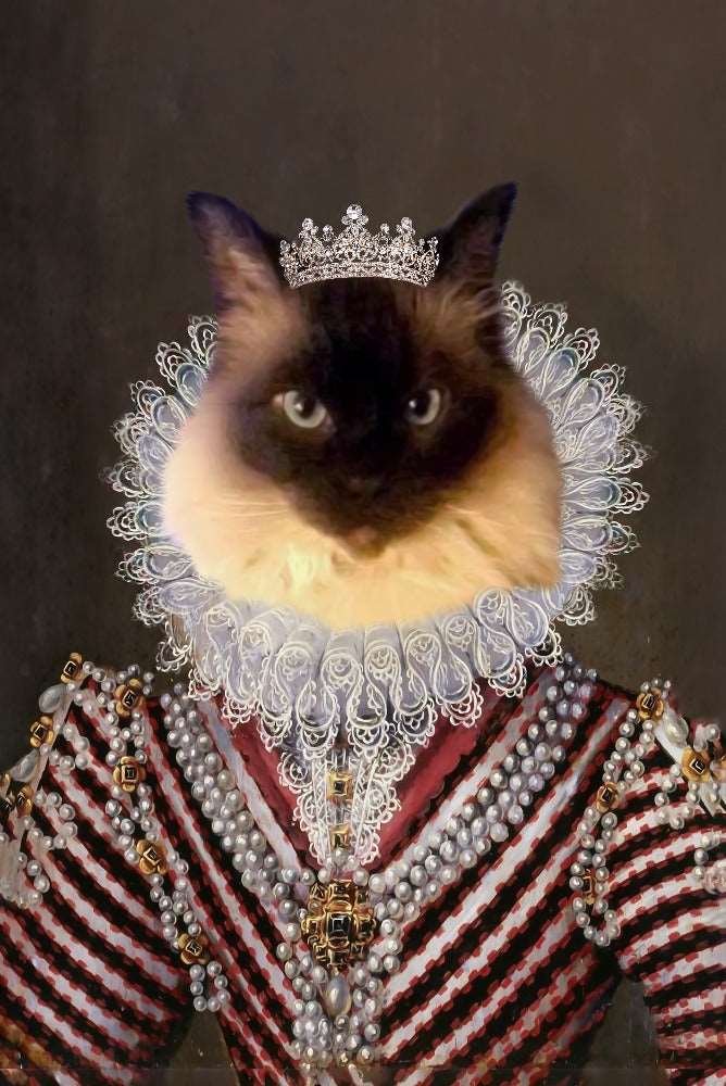 Imperial Queen Pet Portrait: Regal Artwork for Your Beloved Pet