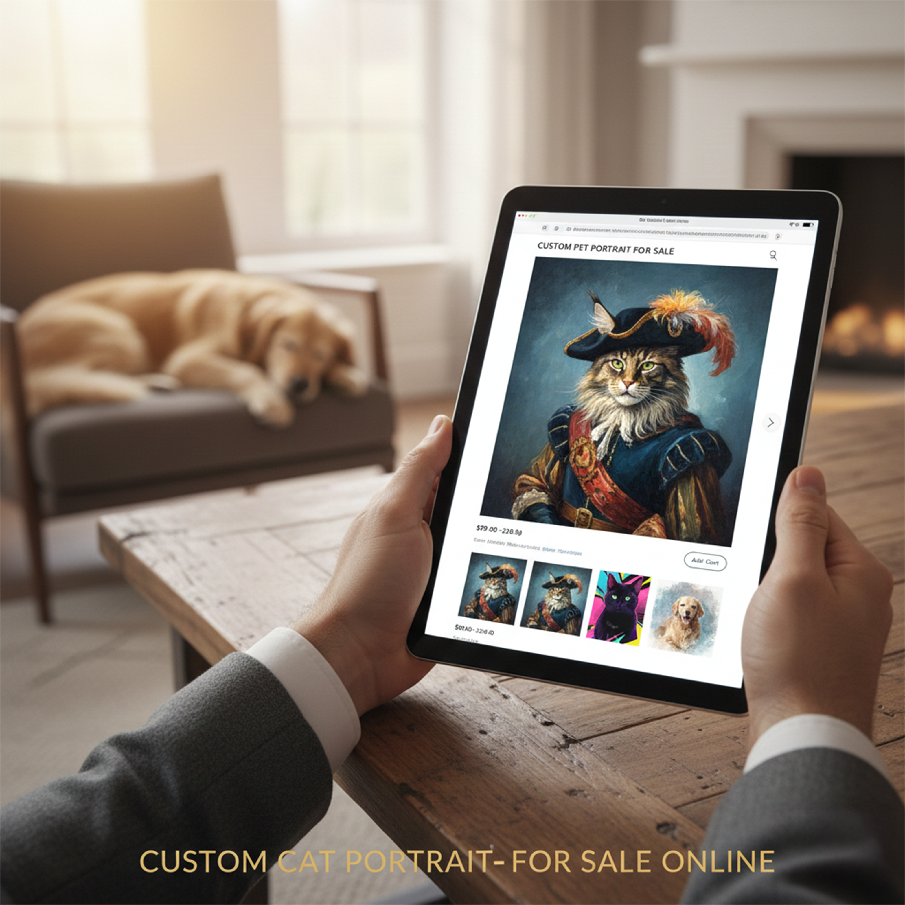 Personalized Cat Portrait with Name | Custom Feline Art