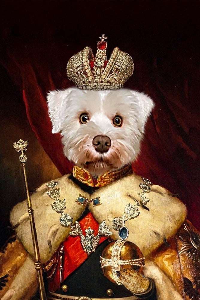 Custom Pet Portrait: Regal Renaissance Crown for Furry Friends